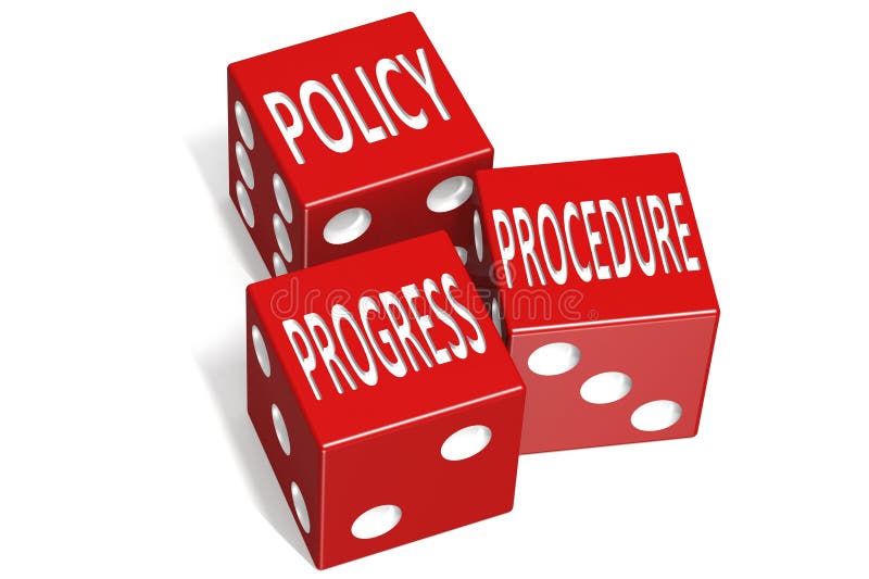 Policy, Progress and Procedure Word on Red Dices Stock Illustration ...