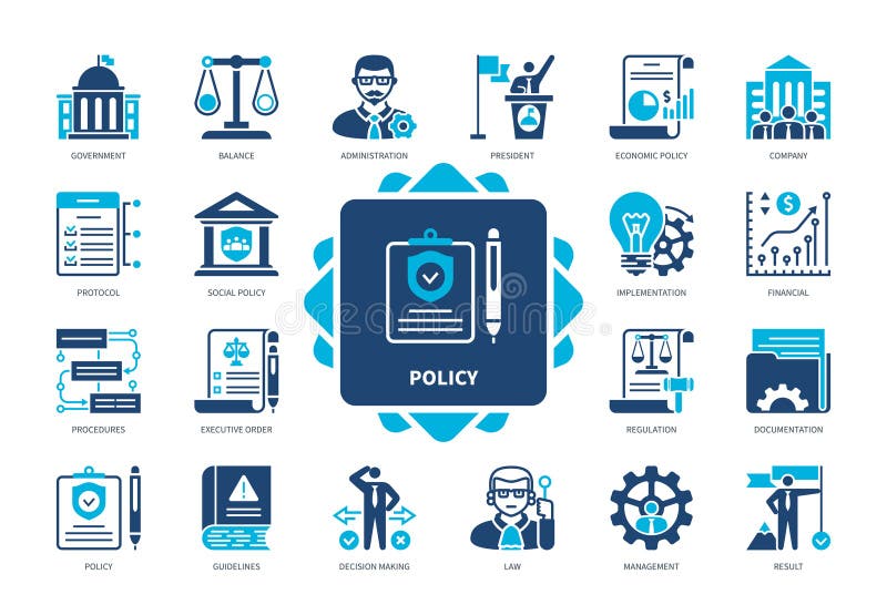 Policy solid icon set stock illustration. Illustration of signs - 320541752