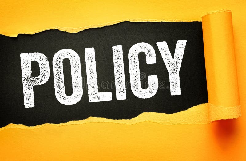 POLICY Written in Bold Textured Letters is Revealed Under a Torn Paper ...