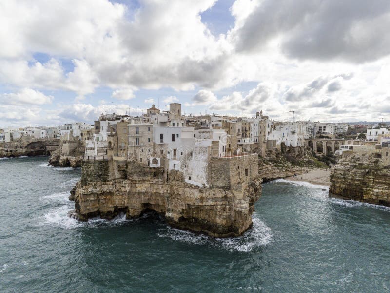 Polignano a Mare Aerial View on Winter Season Stock Photo - Image of ...
