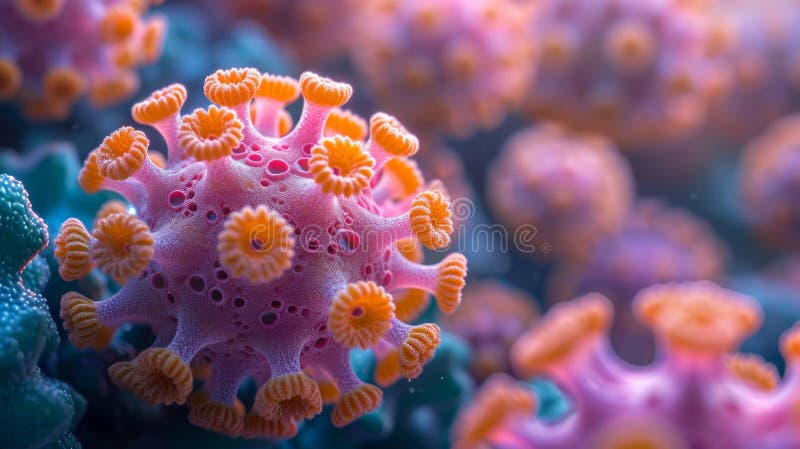Poliovirus Under a Microscope AI Generated Stock Illustration ...