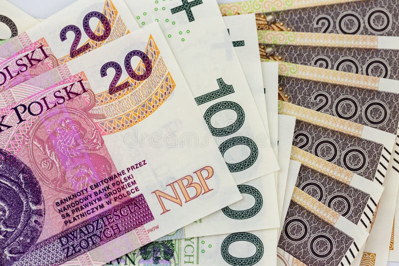 Several Examples of Polish Bank Notes Stock Photo - Image of banknotes ...