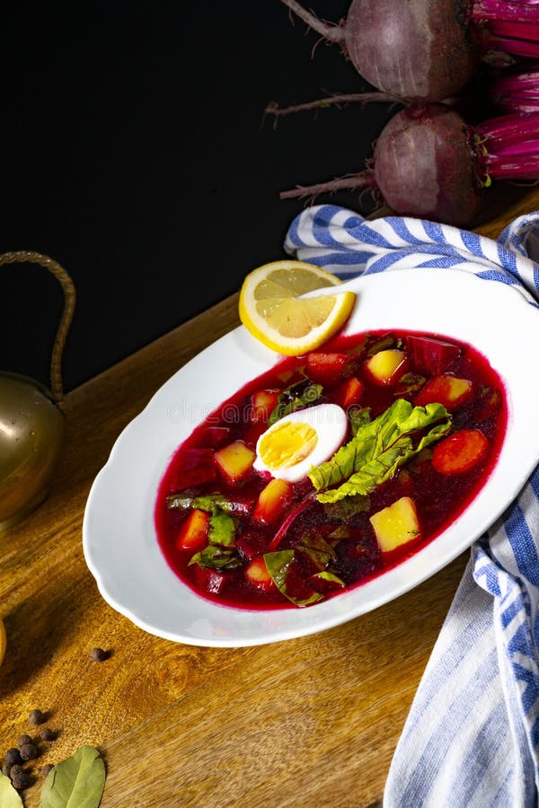 A Polish Beetroot Soup Botwinka Stock Image - Image of herb, green ...