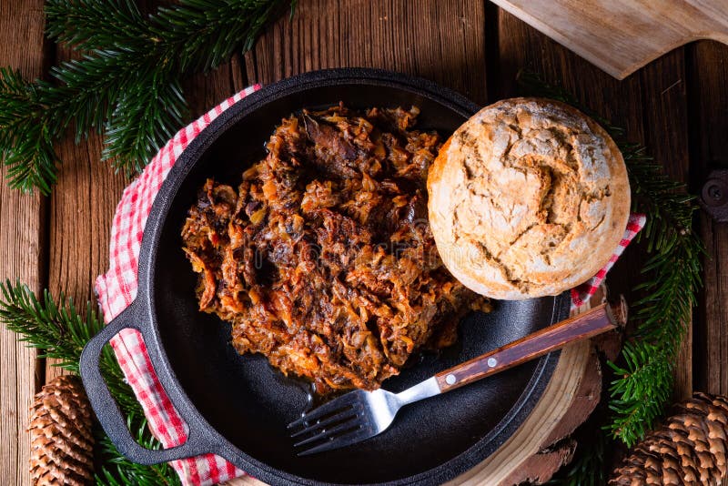 A Polish Bigos with Sausage and Dried Plum Stock Image - Image of bread ...