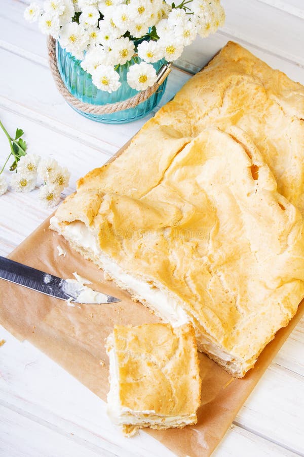 Polish Cake with Creme, Called Karpatka Stock Image - Image of custard ...