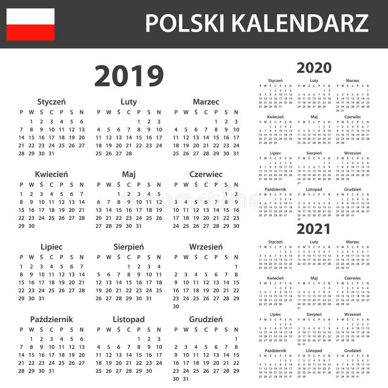 Polish Calendar for 2019, 2020 and 2021. Scheduler, Agenda or Diary ...