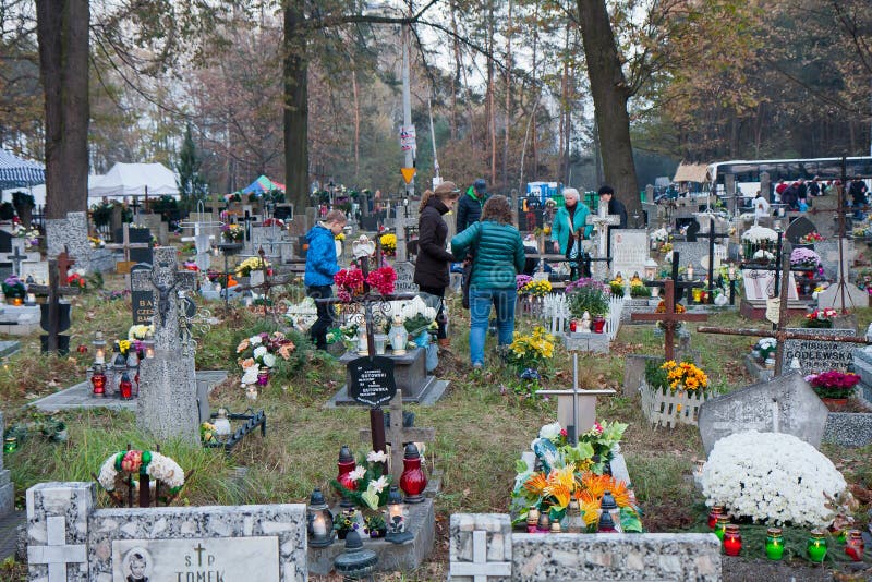 Polish cemeteries editorial stock image. Image of floral - 46448574