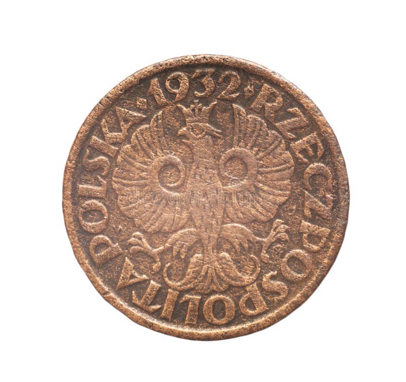 Polish Coin Isolated on White Stock Photo - Image of vintage, groszy ...