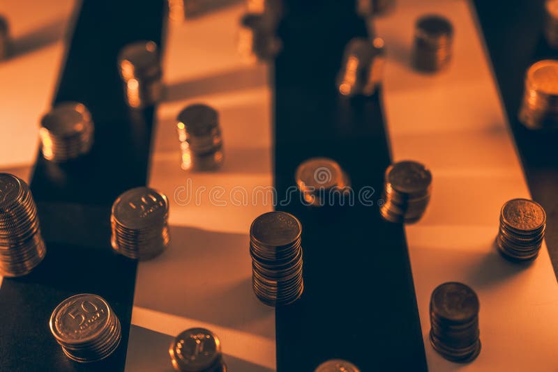 Polish Coins on a Black and White Table. Difficult Financial Situation ...