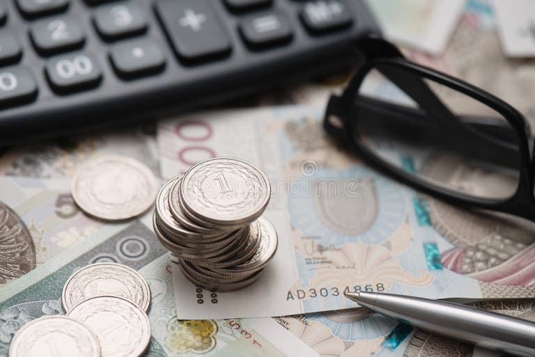 Polish Coins Stack. PLN Currency Stock Image - Image of financial ...