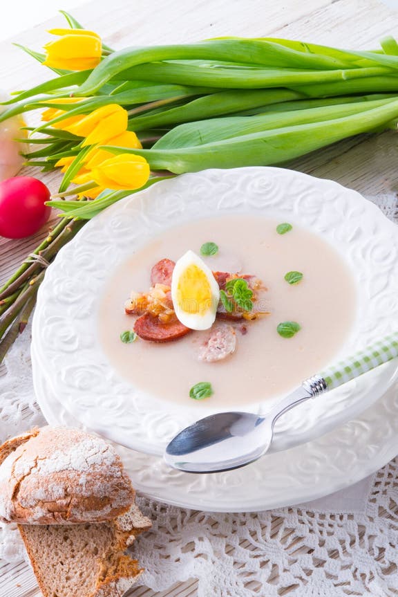 Polish Easter Soup with Egg Stock Image - Image of polish, horseradish ...