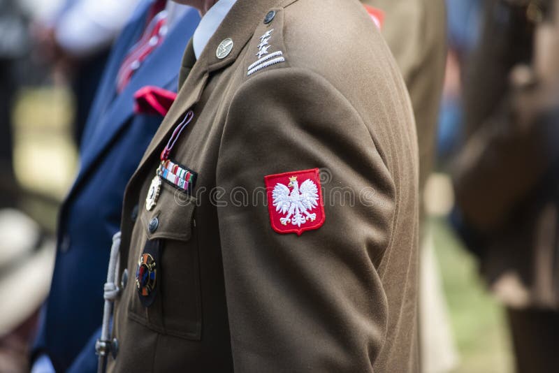 Polish Emblem on the Formal Military Uniform of a Polish Soldier Stock ...