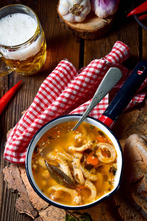 Polish Flaczki stock image. Image of cloth, bread, beef - 108807999