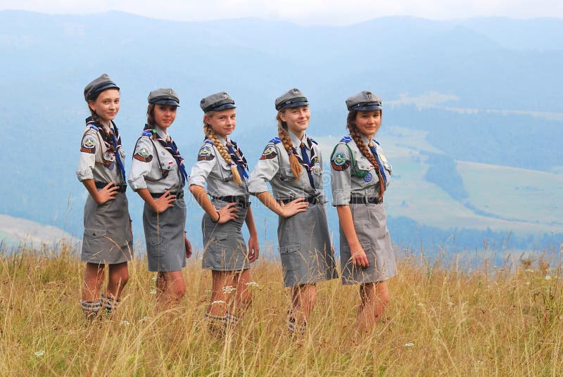 Children Group Friend Girls Playing on Tree Stock Photo - Image of ...