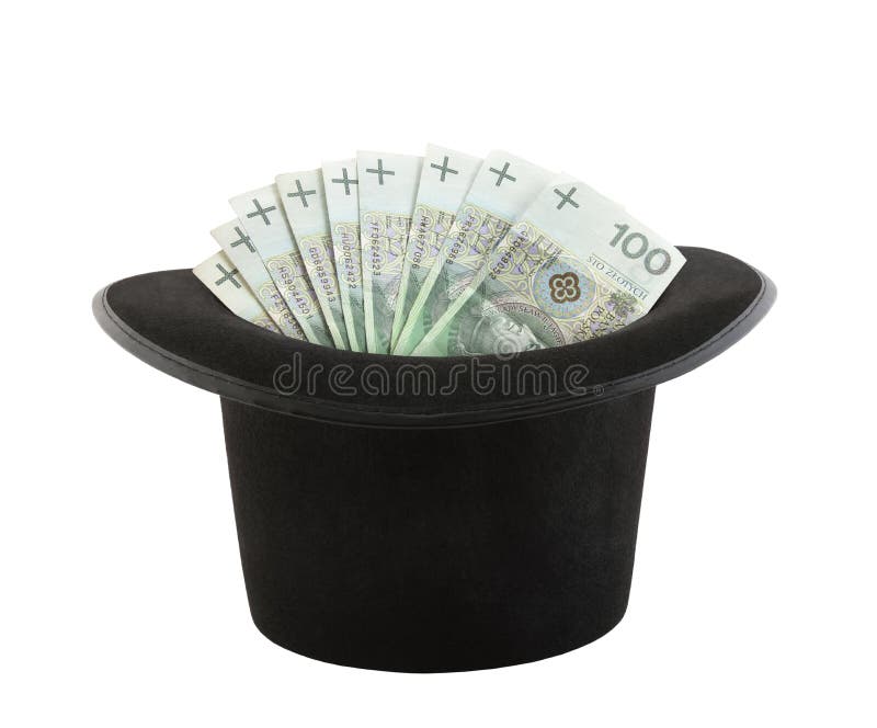 Polish Money Appearing from a Top Hat Stock Photo - Image of economy ...