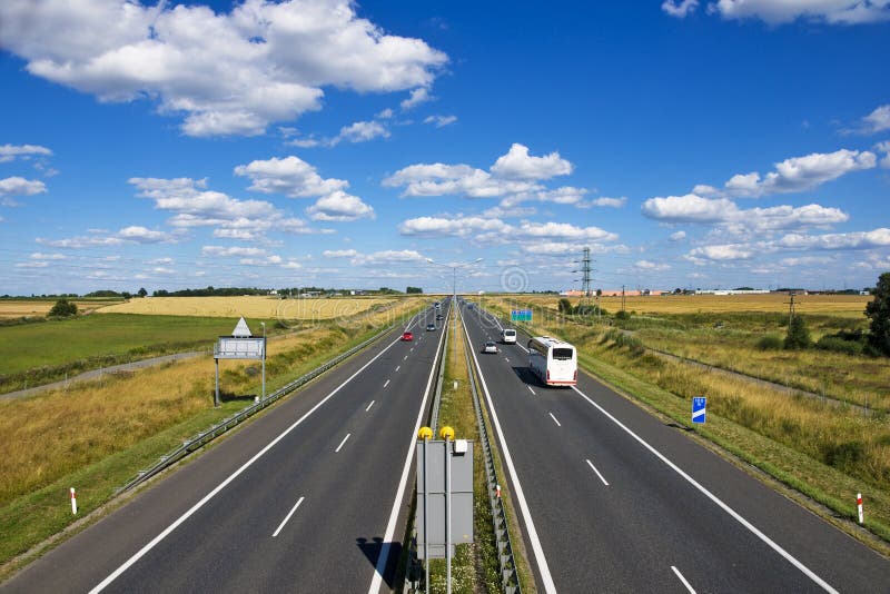 Polish A4 Motorway Near Gliwice Stock Photo - Image of truck, road ...