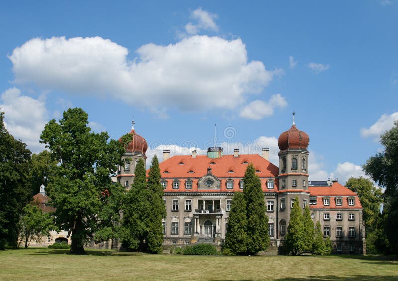 Polish palace stock image. Image of garden, clouds, building - 7704137