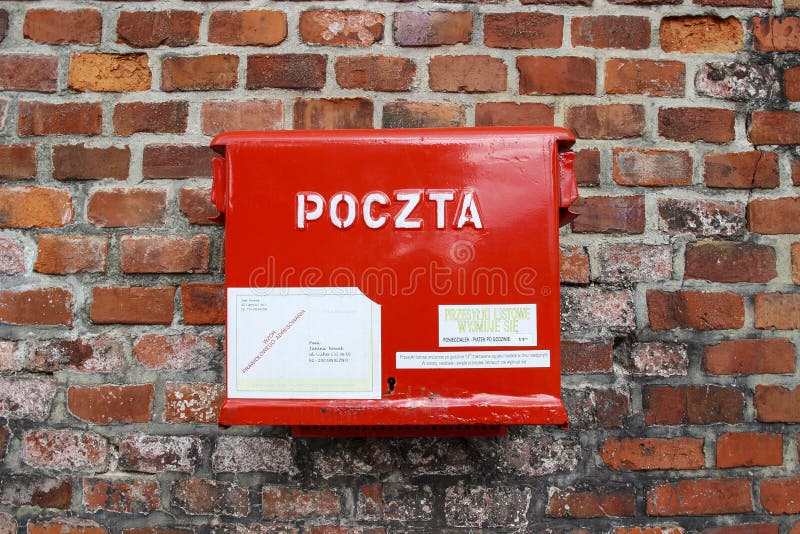 Polish Red Mail Box, Krakow, Poland Editorial Stock Photo - Image of ...