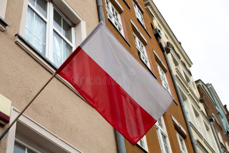 Polish Red and White Flags in the Old Town Stock Image - Image of ...