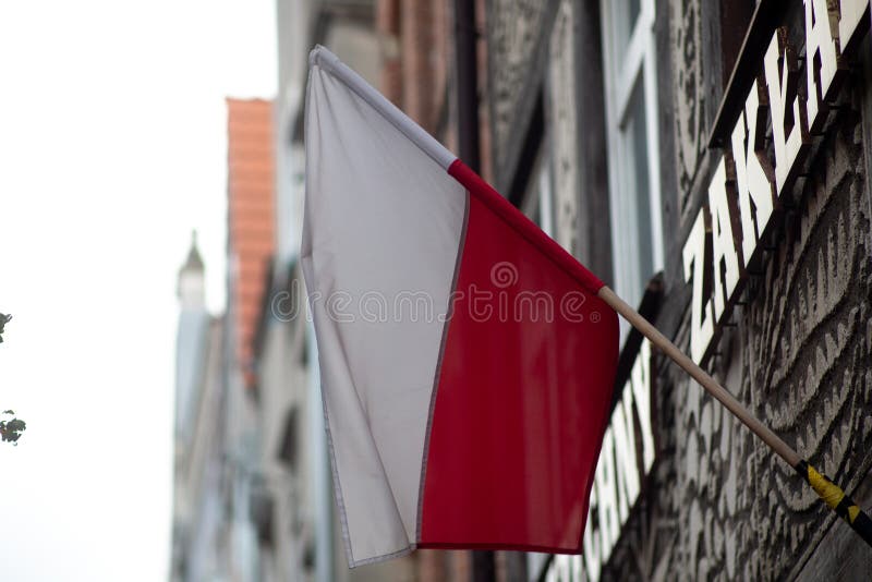 Polish Red and White Flags in the Old Town Stock Image - Image of ...