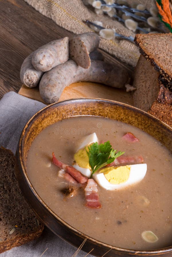Polish Sour rye soup stock photo. Image of festive, cooking - 49957842