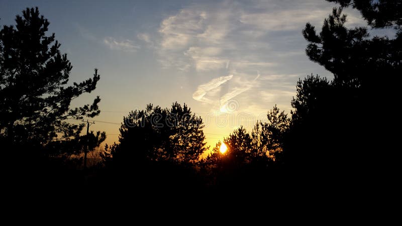 Polish Spring Sunset in March Stock Image - Image of spring, trees ...