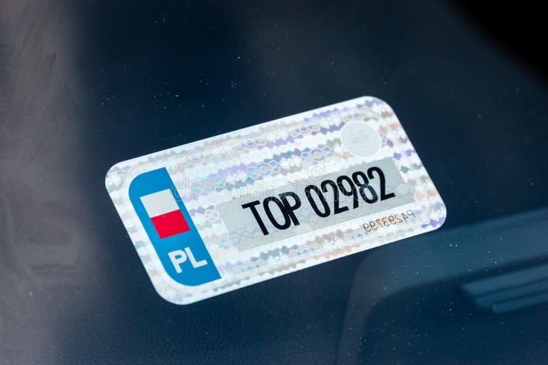 Polish Sticker with Register Number of Car Inside of Windshield ...