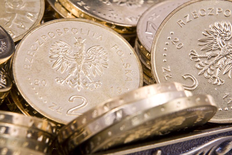 Polish Zlote PLN coins stock photo. Image of single, round - 43530340