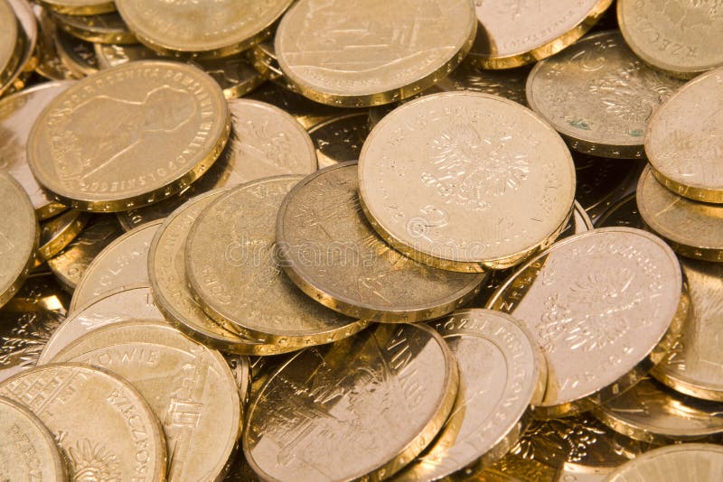 Polish Zlote PLN coins stock image. Image of gold, bronze - 43530373