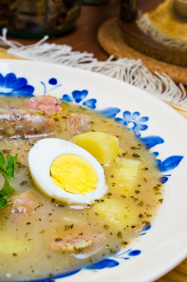 Polish Zurek Soup (sour-rye Soup) Stock Image - Image of parsley ...