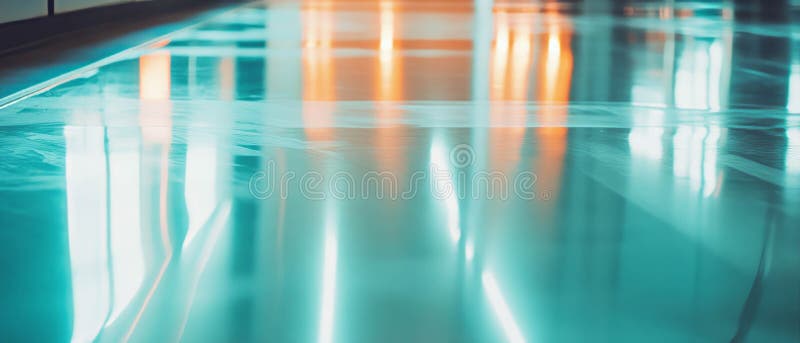 Polished Aluminum Surface Reflecting Neon Lights in a Modern ...