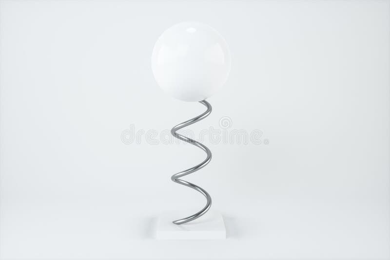 Polished Balls Are Attached To Springs, 3d Rendering Stock Illustration ...