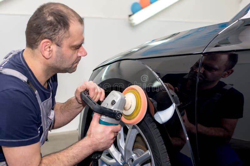 Polished black car stock photo. Image of machine, clean - 95023206