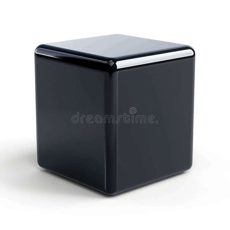 Shiny Black Cube, 3D Render, Geometric Shape, Abstract Background Stock ...