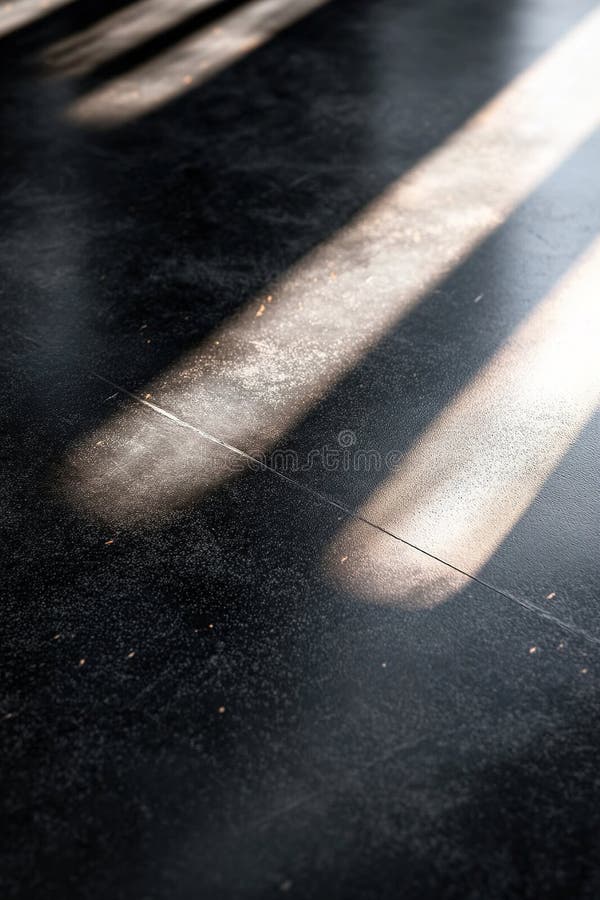 A Polished Black Floor is Illuminated by a Bright Spotlight, Creating a ...