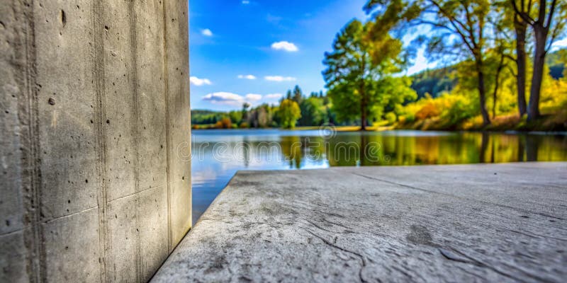 Polished Cement with Lake Motif and Bark Texture Stock Illustration ...