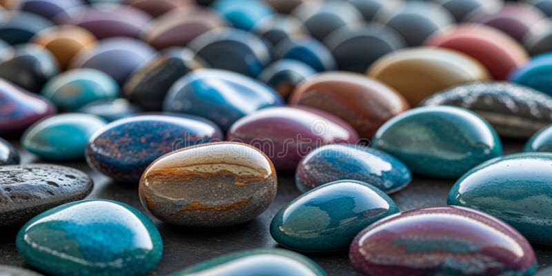 Polished Ceramic Pebbles Showing Different Colors and Textures Stock ...
