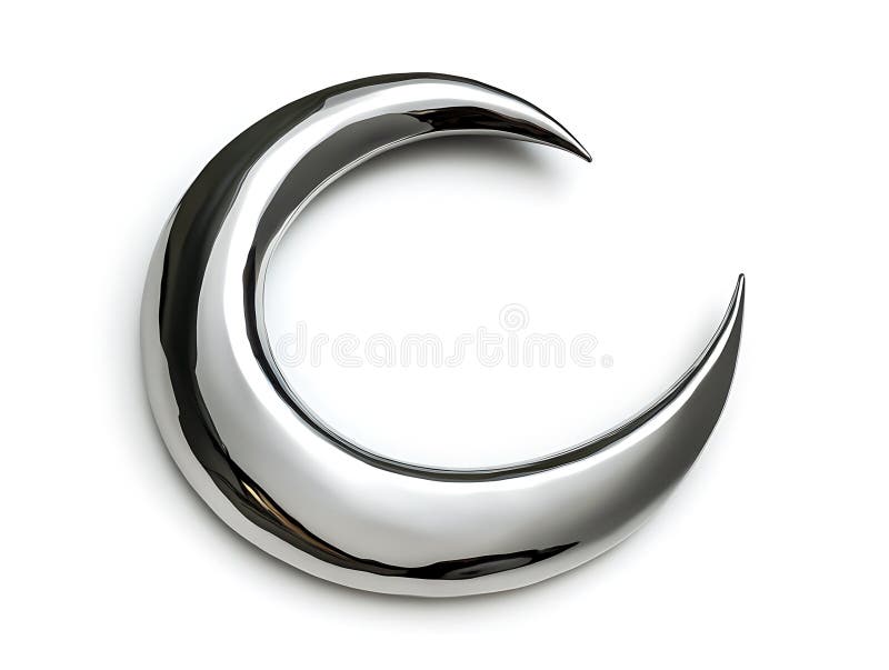 Polished Chrome Crescent Moon Shape Isolated on White Stock ...