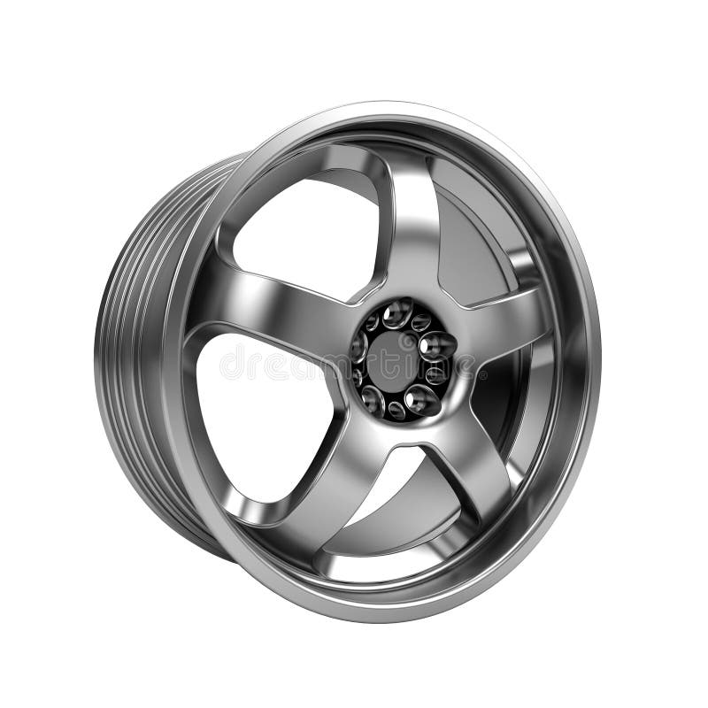 Polished Chrome Rim Wheel on White Stock Illustration - Illustration of ...
