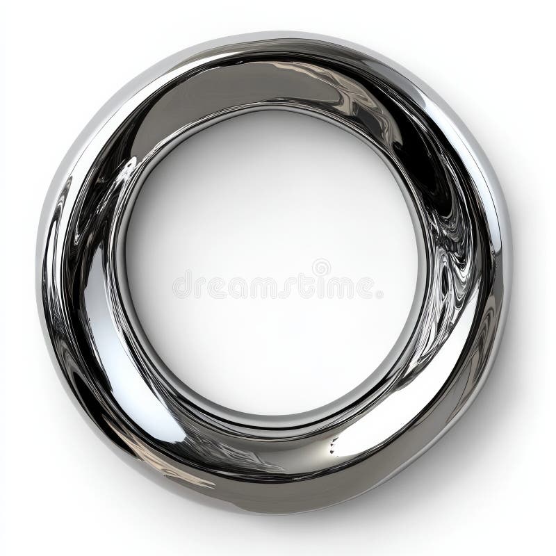 Polished Chrome Ring Reflecting Light on a White Background Stock Image ...