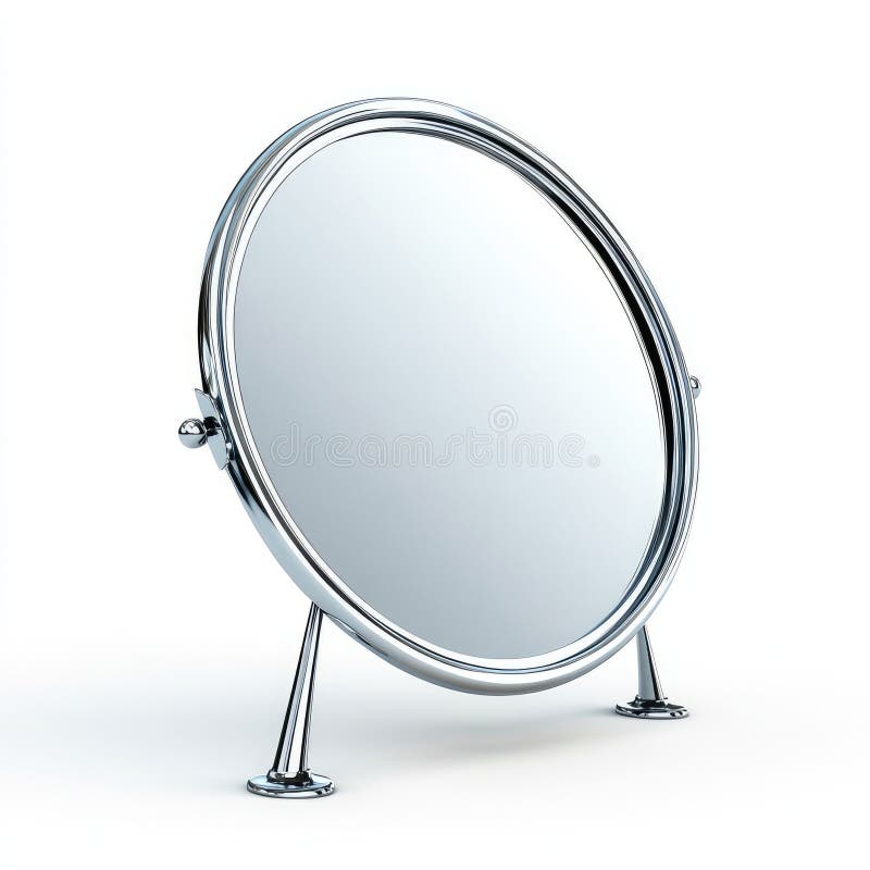 Modern Chrome Round Mirror on Stand, Elegant Reflection Stock ...