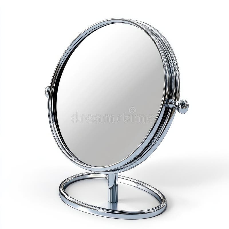 Stylish Chrome Vanity Mirror on White Background Stock Illustration ...