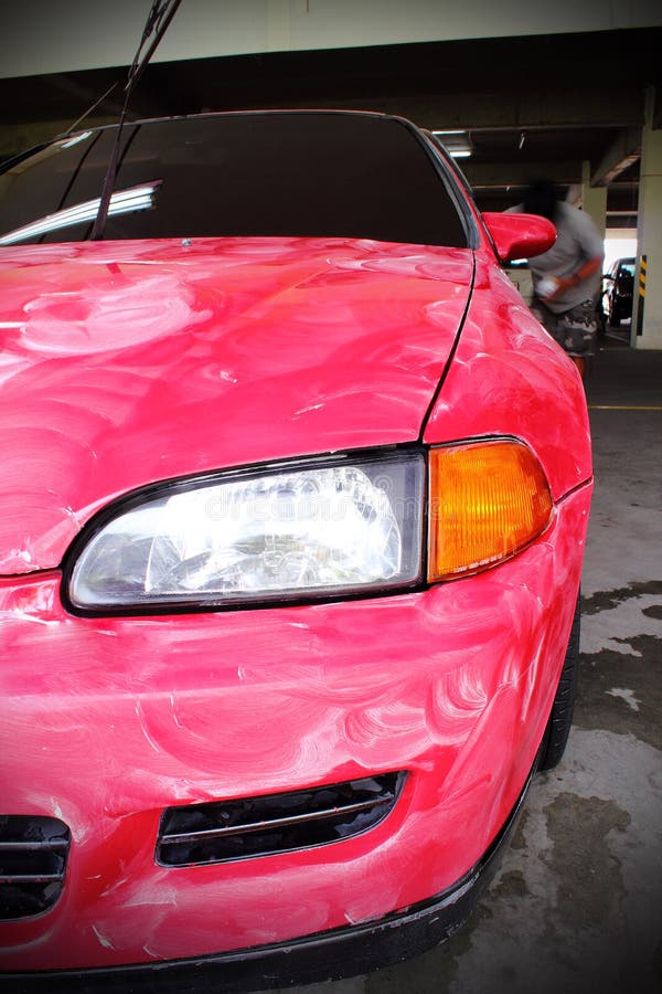 Polished red car stock photo. Image of labor, urban, station - 30498262