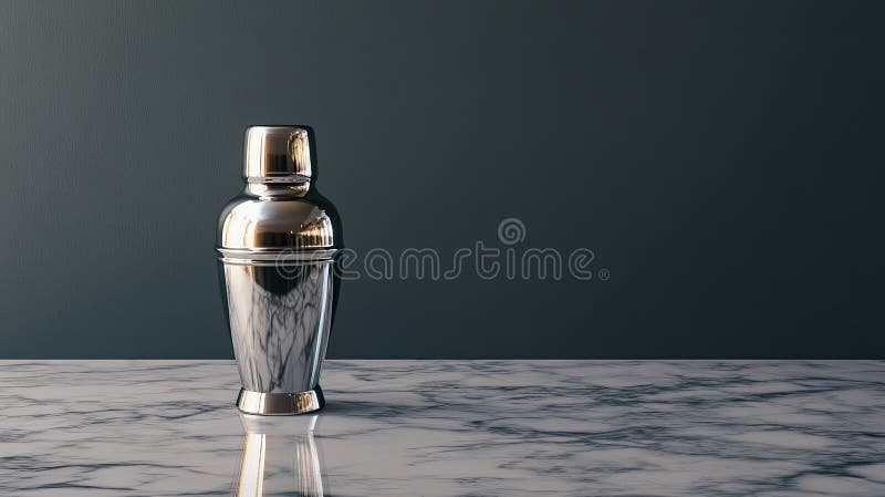 A Polished Cocktail Shaker on a Smooth Marble Bar with Room for Text or ...