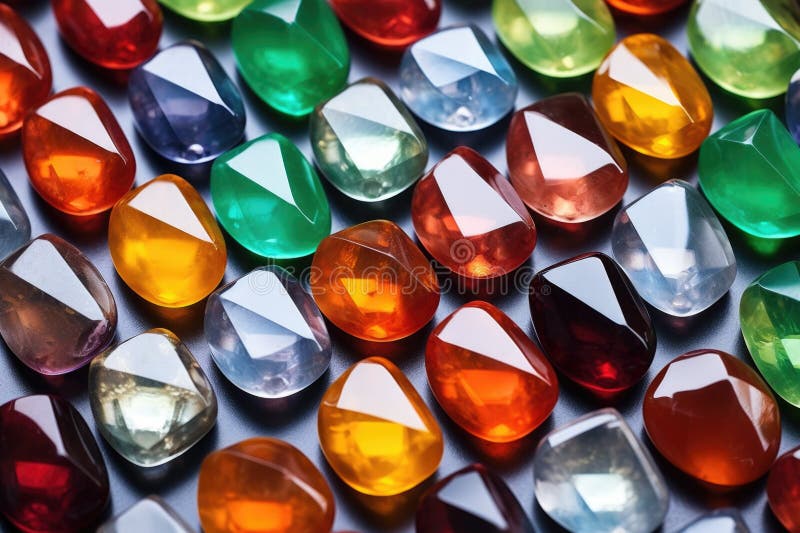 Polished Colored Gemstones Displayed on Grid Stock Illustration ...