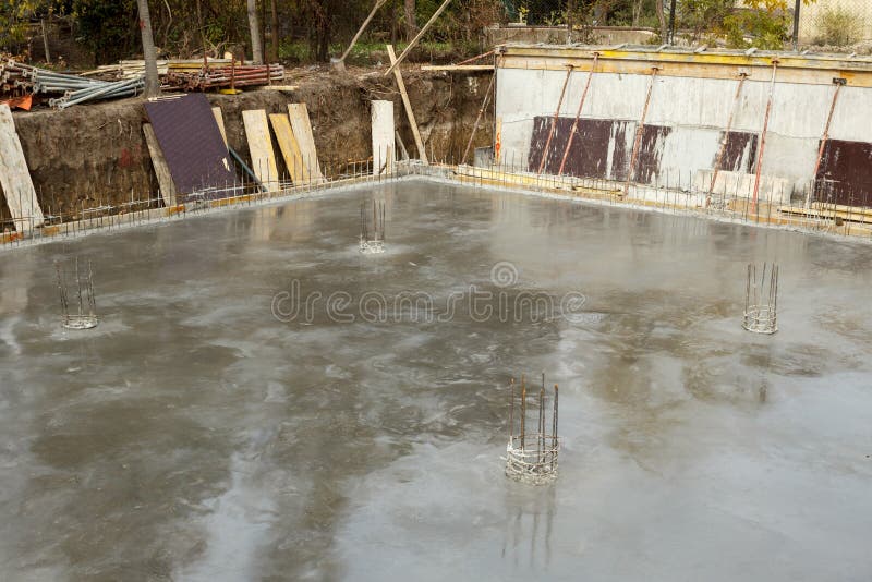 Polished Concrete Slab on a Building Foundation Stock Photo - Image of ...