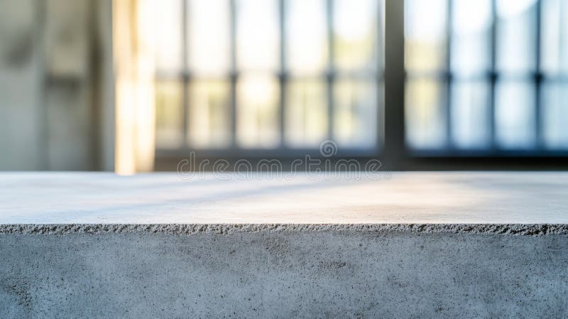Polished Concrete Surface Reflecting Soft Light, Blurred Window ...