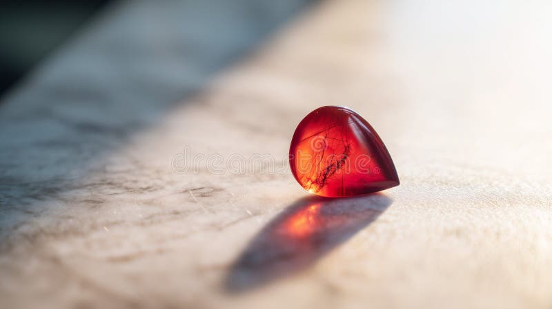 Red Gemstone Reflecting Light on a Marble Surface Stock Illustration ...
