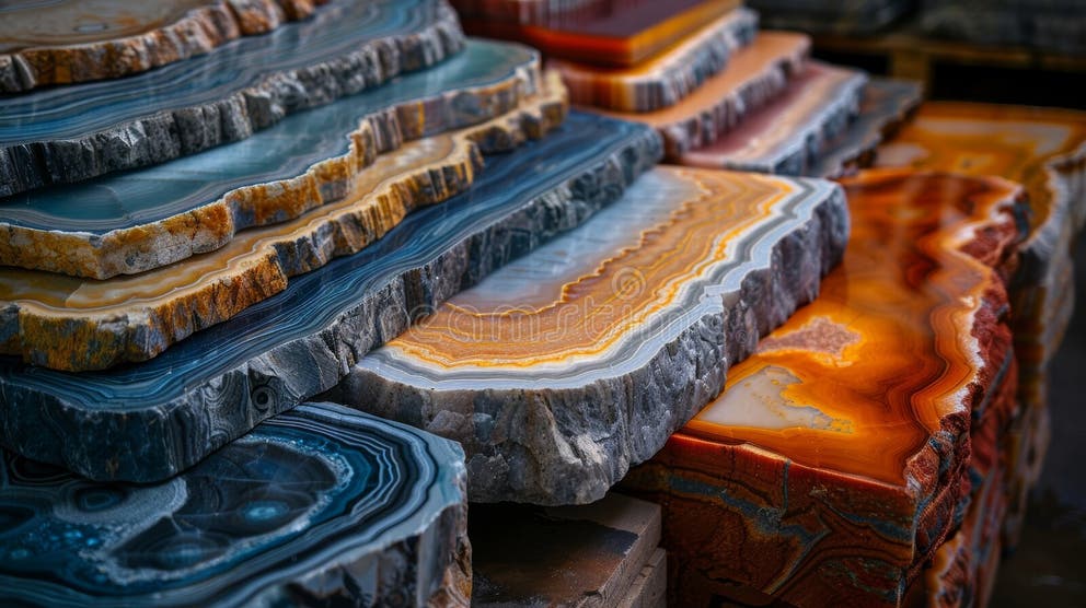 Polished Gemstone Slabs on Display Stock Photo - Image of gemstone ...