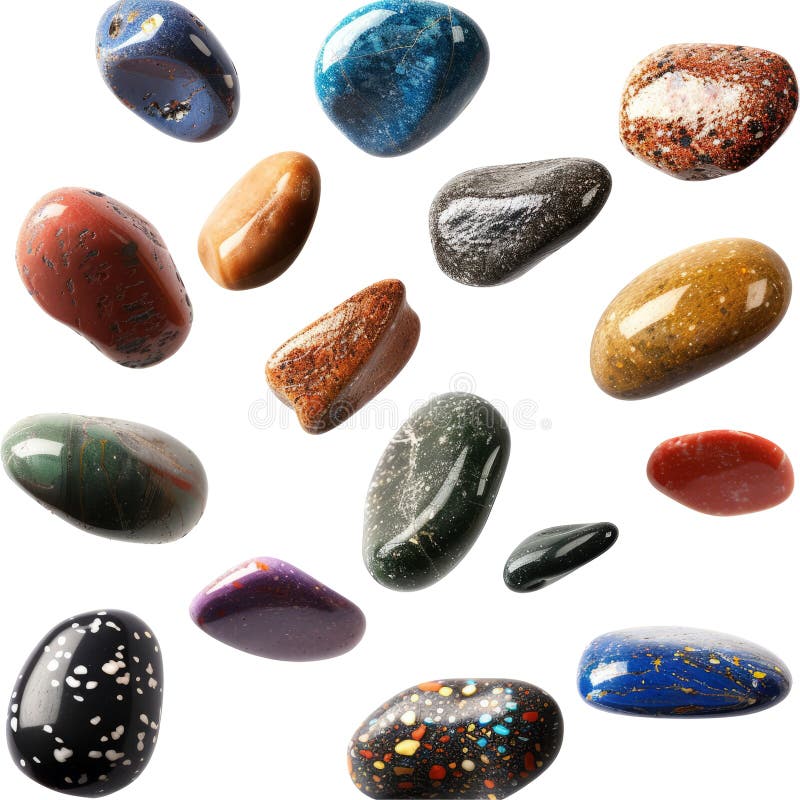 Polished Gemstones. Beautiful Polished Stones of Different Colors and ...